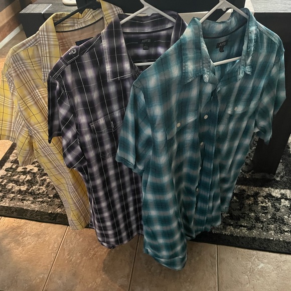 Shirts | 3 Mens Size L Short Sleeve Flannels | Poshmark